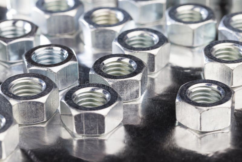 Steel Nuts for Use in Installation Stock Photo - Image of chrome ...