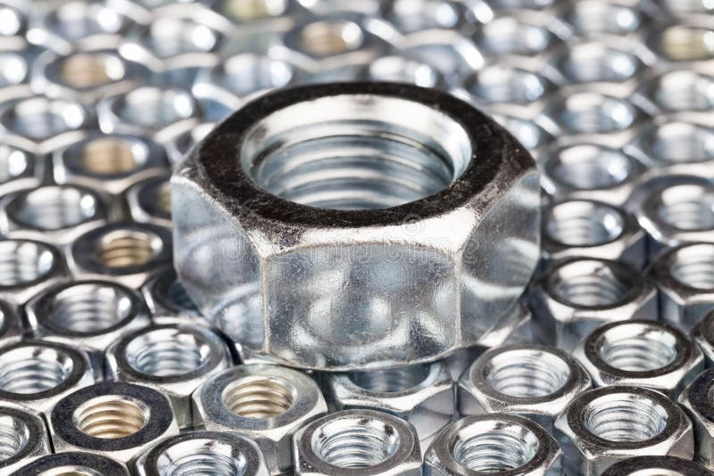 Steel Nuts for Use in Installation Stock Image - Image of work, nuts ...