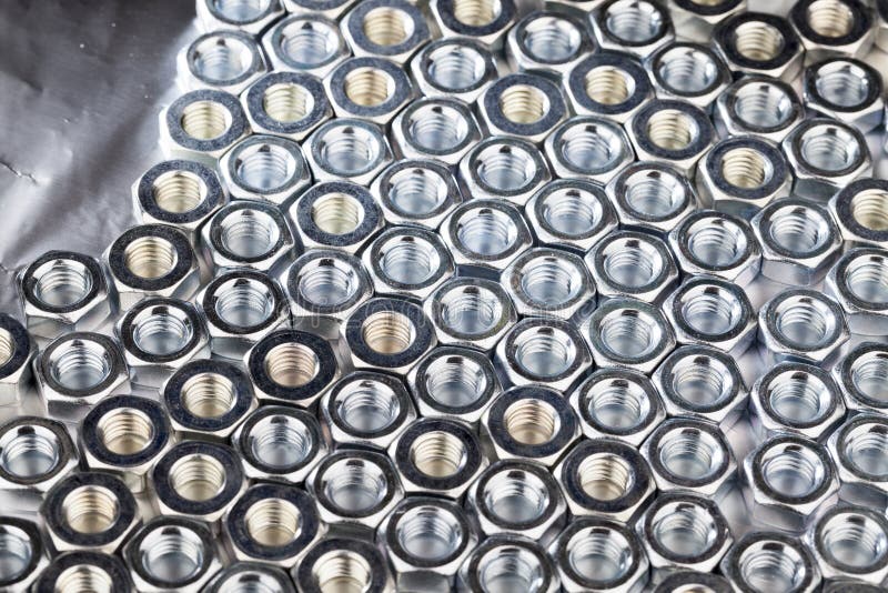 Steel Nuts for Use in Installation Stock Image - Image of silver ...