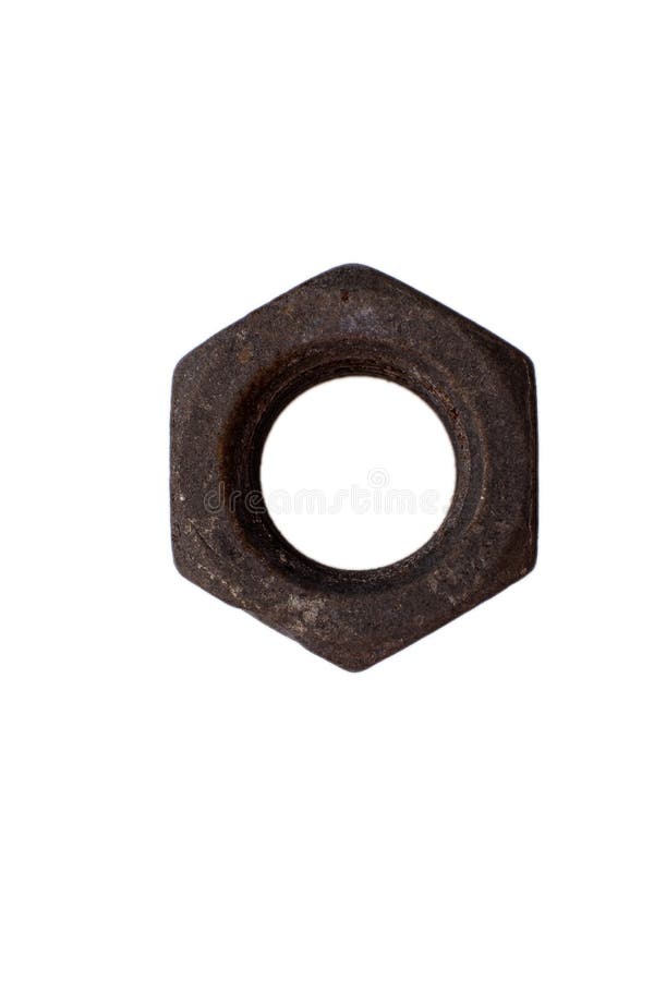 Steel Old Rusty Nut Isolated on White Background Stock Image - Image of ...