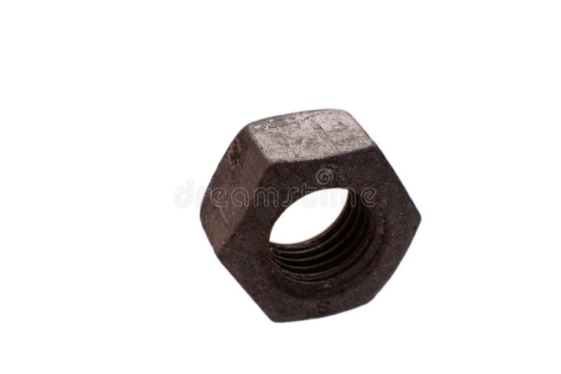Steel Old Rusty Nut Isolated on White Background Stock Image - Image of ...