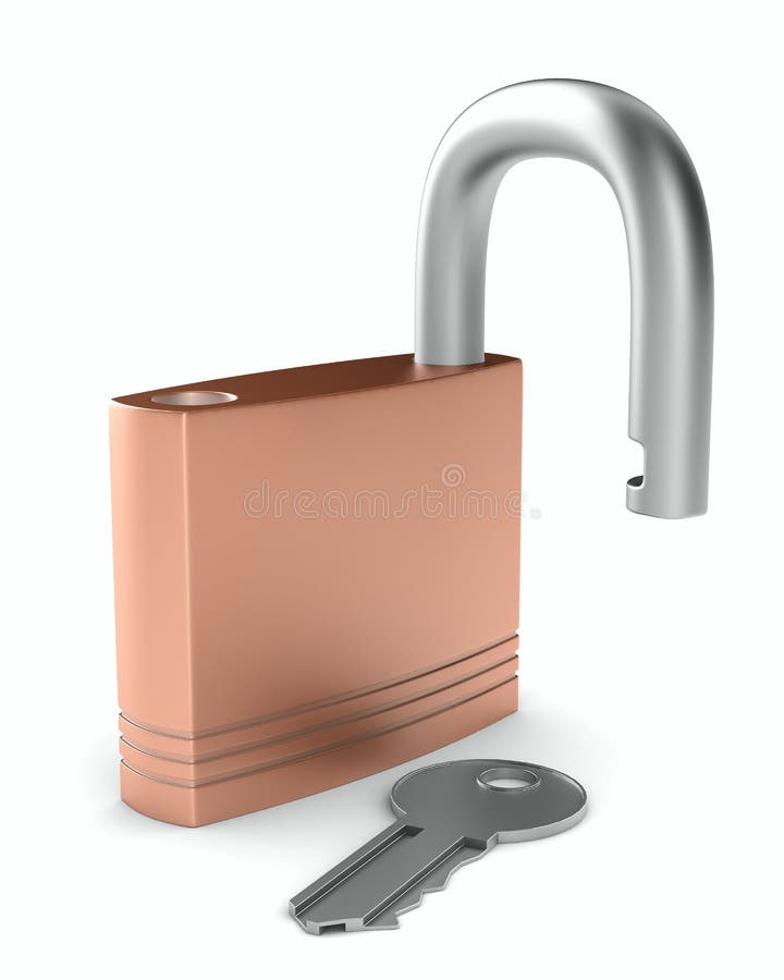 Steel Open Lock on White Background Stock Illustration - Illustration ...