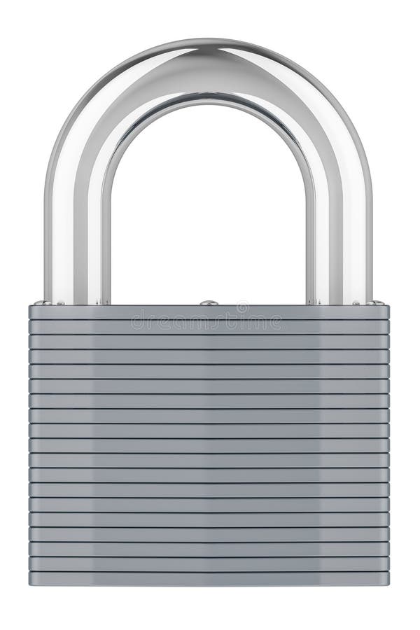 Steel Padlock, Front View. 3D Rendering Stock Illustration ...