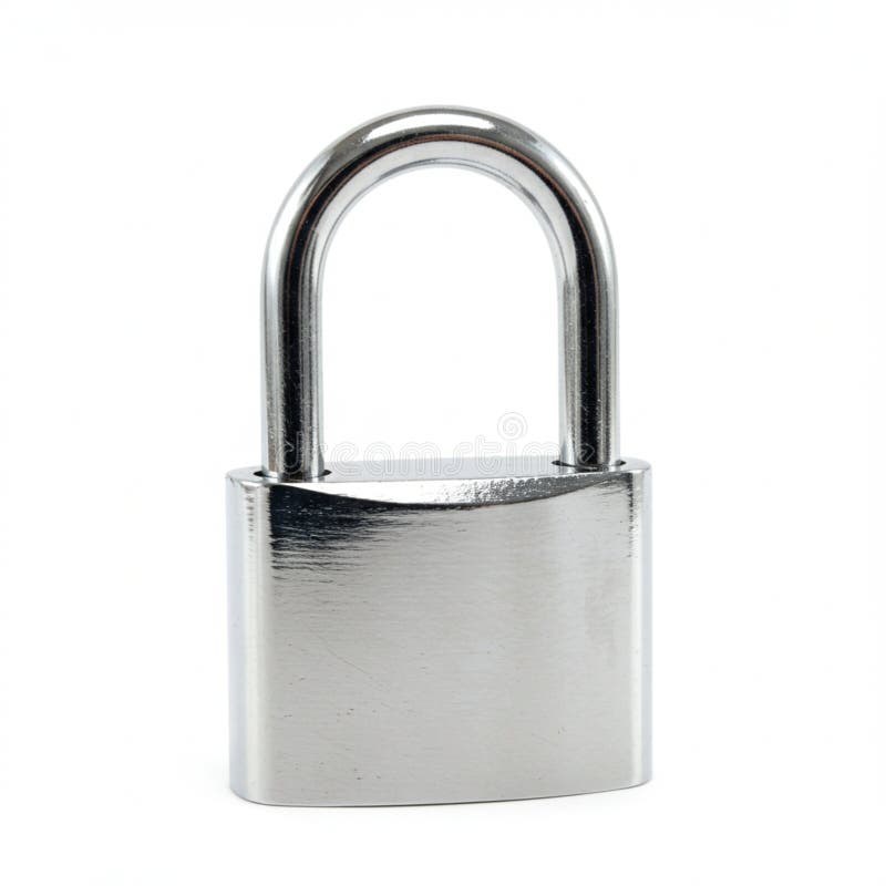 Steel Padlock with a Polished, Shiny Surface and a U-shaped Shackle ...