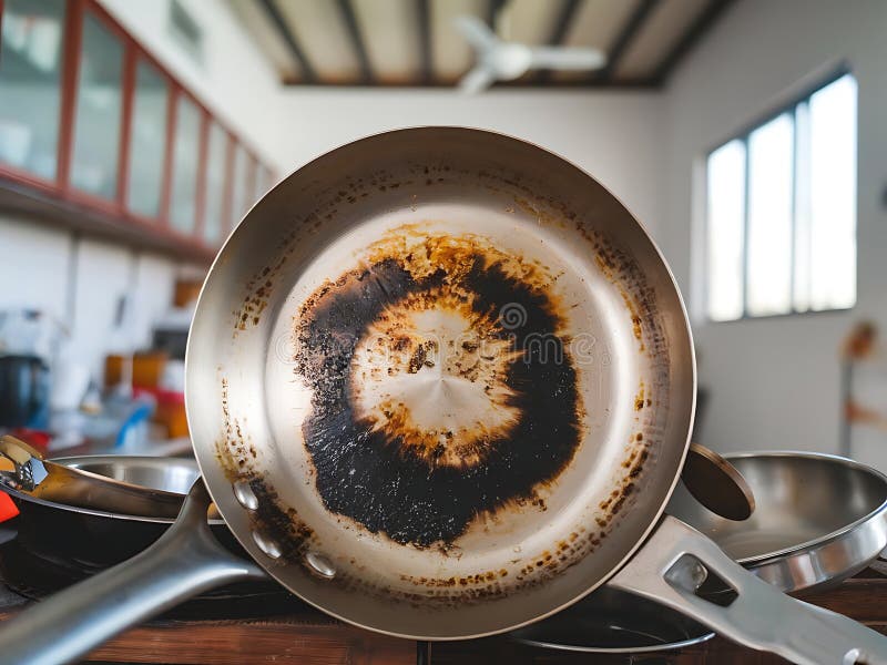 Steel Pan Covered Completely with Food Burnt Stain Stock Illustration ...