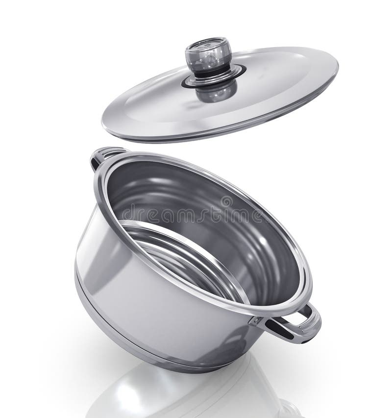 Steel pan with open cap stock image. Image of chef, isolated - 57810487
