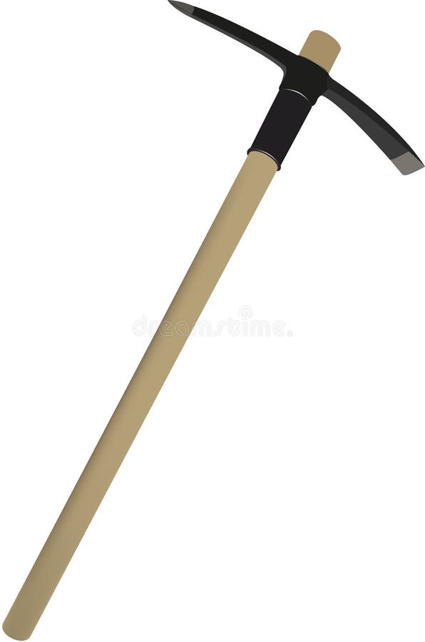 Steel Pickaxe with Long Handle- Stock Vector - Illustration of industry ...