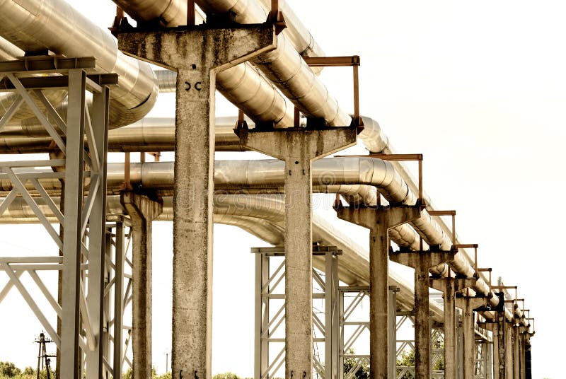 Steel Pipe-line Is Photographed On Sky Background Picture. Image: 8773978