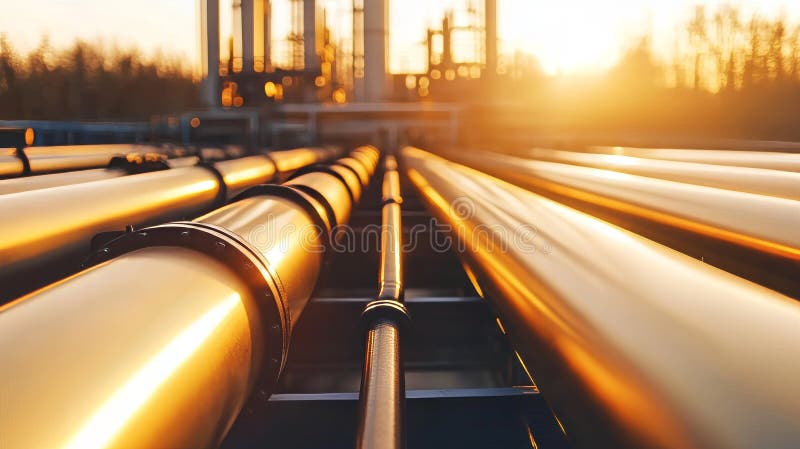 Steel Pipes at a Crude Oil Processing Plant Stock Image - Image of pipe ...