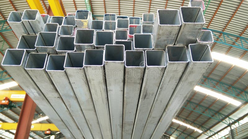 Steel Pipes Profile Stack. New Square Metal Pipes in Stock. Stack of ...