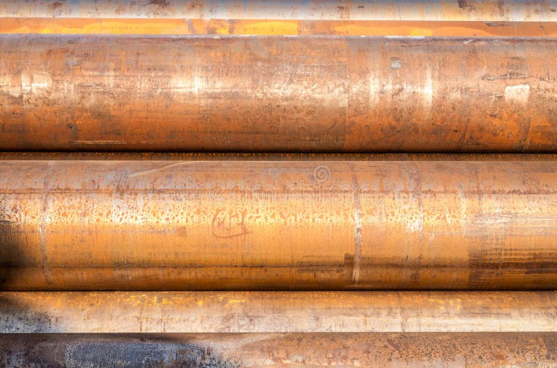 Steel Pipes Rust Heavy Industry Stock Image - Image of closeup, brown ...