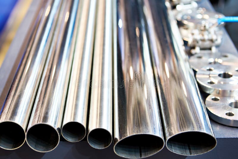 Steel pipes in stack stock image. Image of iron, round - 164110901