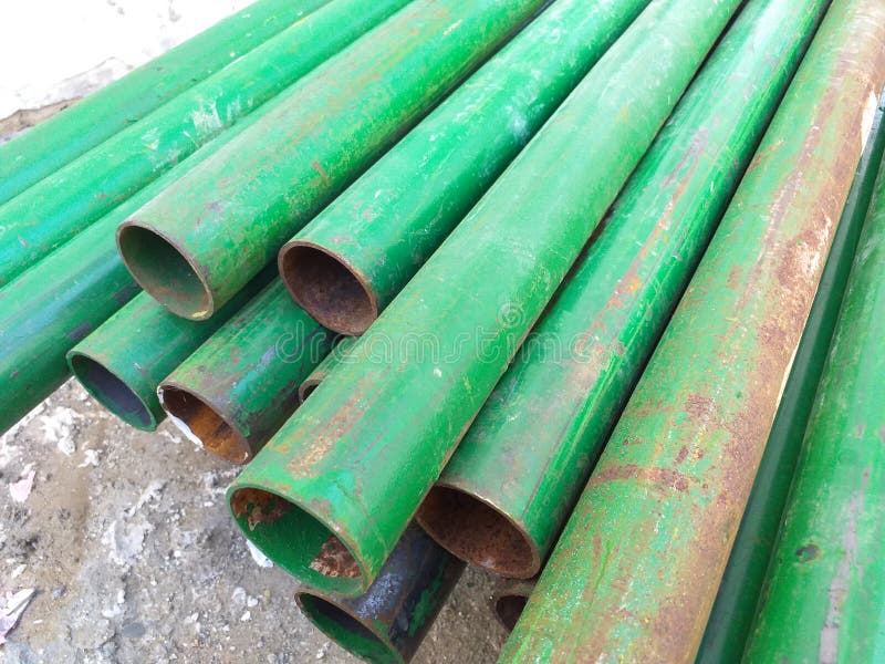 Steel Pipes Used in Construction Stock Photo - Image of leaf, steel ...