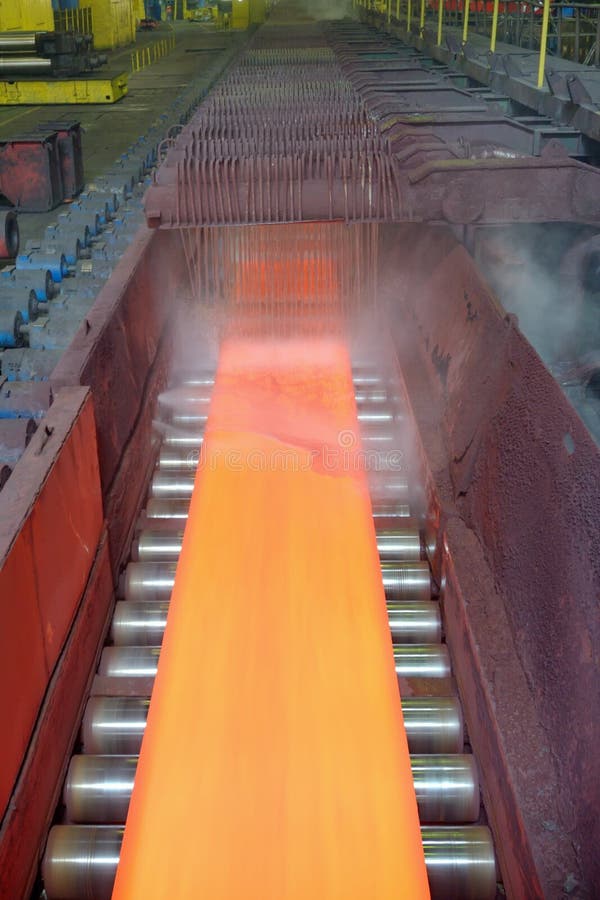 Steel plate on conveyor stock image. Image of rolling - 58528621