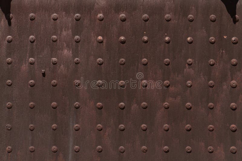 Steel Plate with Rivets in a Grid Pattern Stock Image - Image of rust ...
