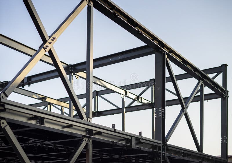 Steel Poles for Construction and Sky Background Stock Image - Image of ...