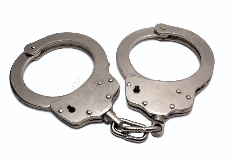 Steel police handcuffs stock photo. Image of handcuffs - 48174444