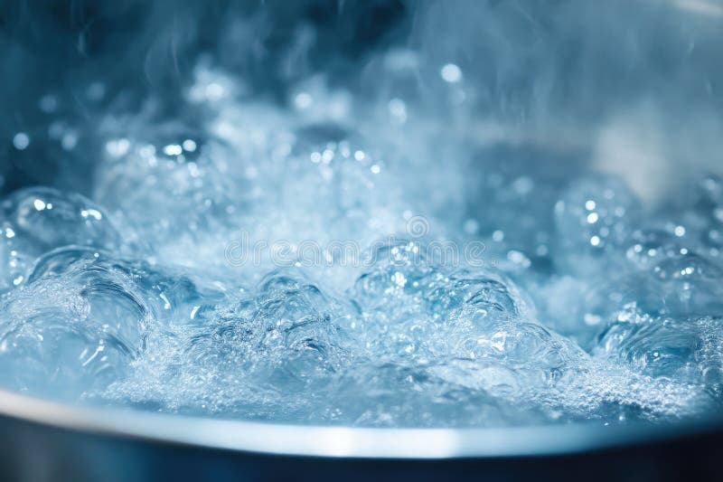 Steel Pot Filled with Hot Boiling Water Close-Up. Stock Illustration ...