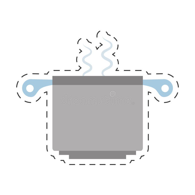 Steel Pot Kitchen and Cooking Utensils Cut Line Stock Illustration ...
