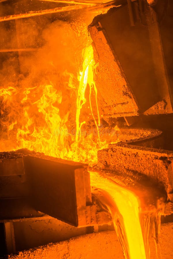 Steel pouring stock photo. Image of fires, crucible, heat - 66077506