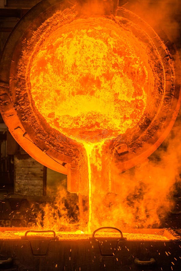 Molten steel pouring stock photo. Image of blast, metal - 7472570