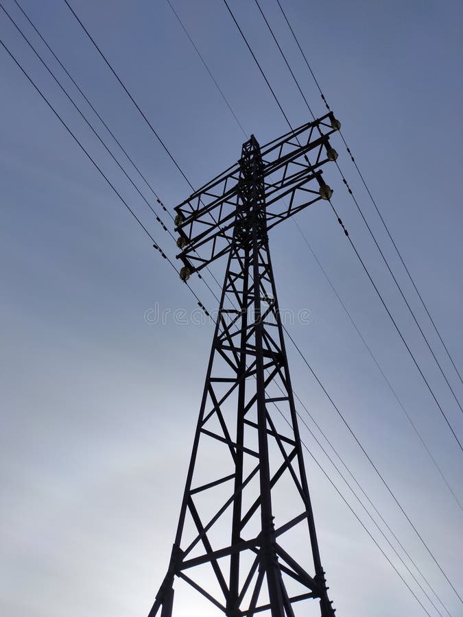 Steel power line support stock image. Image of steel - 277338239