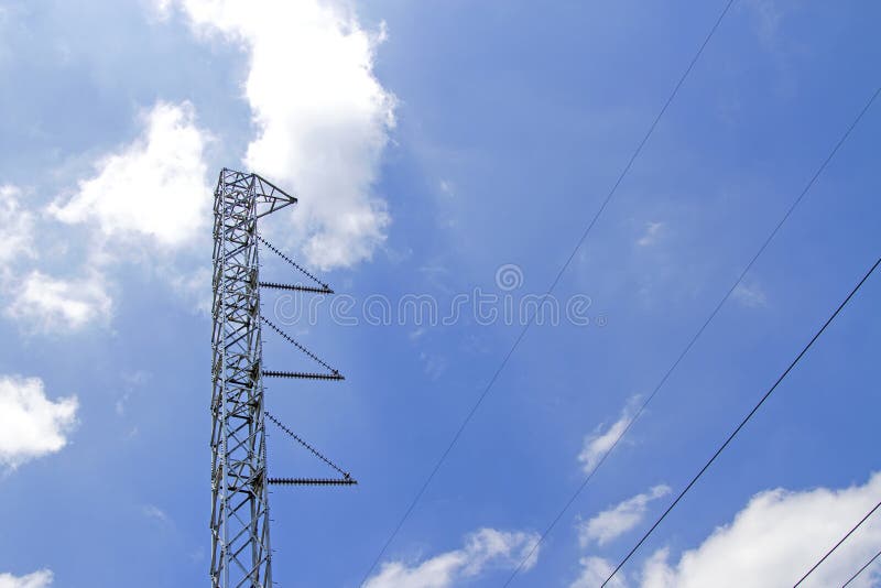 Steel Power Poles with Blue Sky Stock Image - Image of network ...