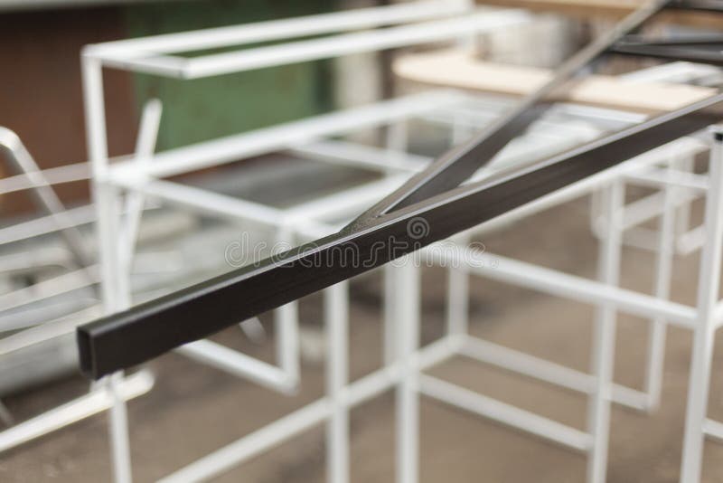 Steel Profile in Workshop. Steel Structure Parts Stock Image - Image of ...