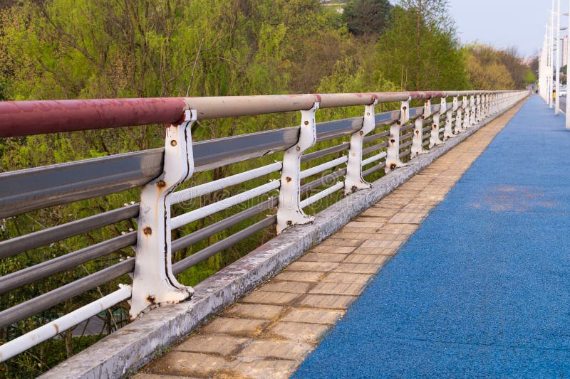 Steel Railing Along the City Road Stock Image - Image of iron, long ...