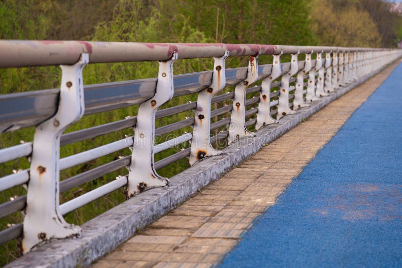Steel Railing Along the City Road Stock Photo - Image of flat ...