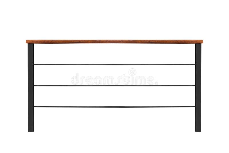 Steel Railing with Wood on Top Isolated on White Background Stock Photo ...