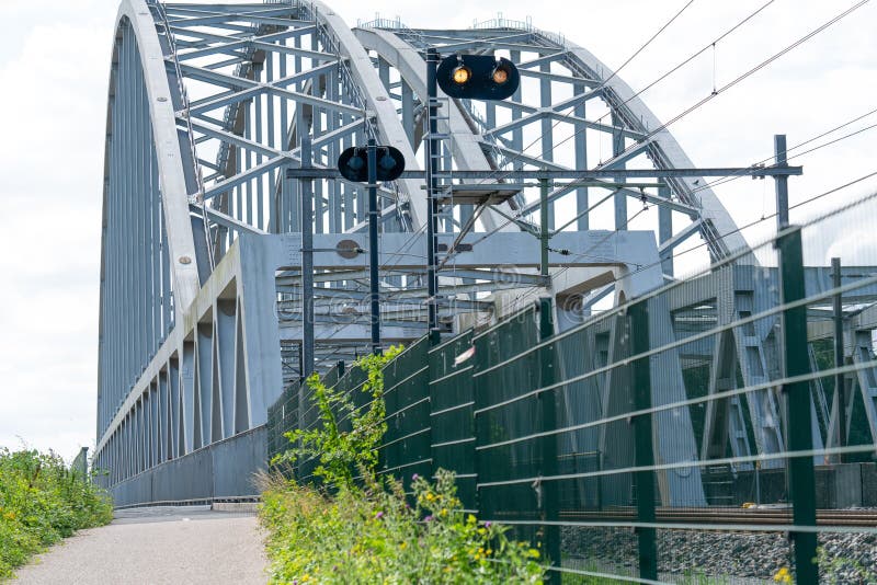 Steel railroad bridge stock photo. Image of arch, locomotive - 226064792