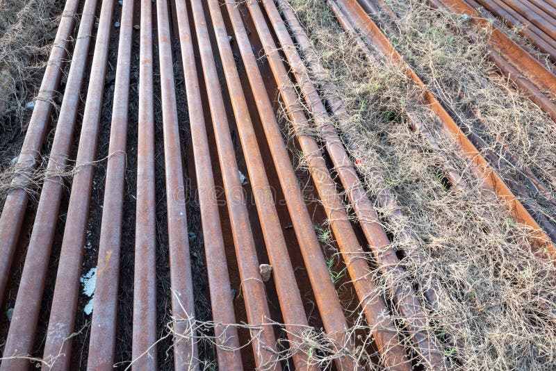 Steel Railroad Tracks with Rust Background Stock Photo - Image of ...