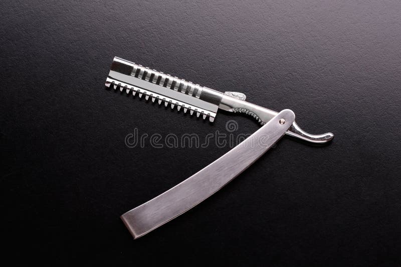 Steel Razor Close-up. Straight Razor Stock Photo - Image of revival ...