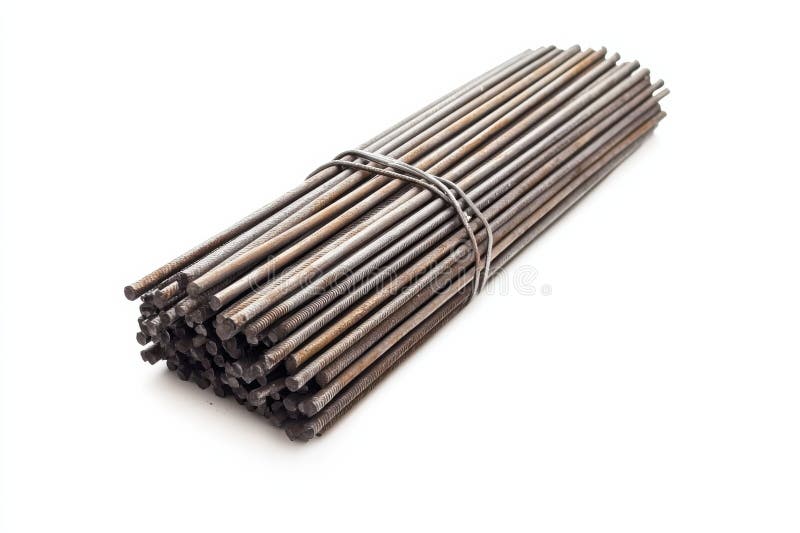Steel Rebar Bundle Isolated on a Pristine White Background Showcasing ...