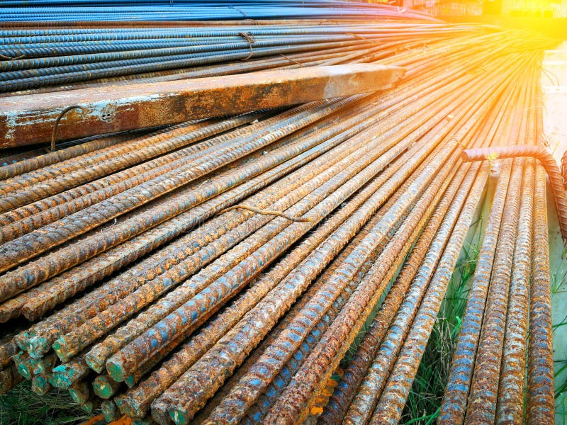 Steel Rebars For Construction Is Rust. Stock Photo - Image of concrete ...