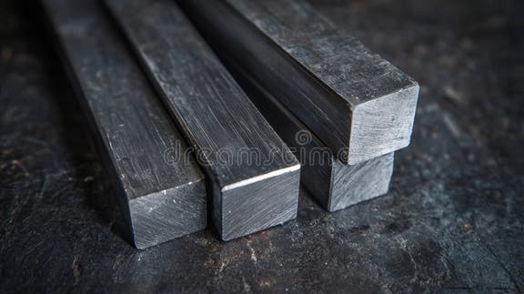 Steel Rectangular Bars Forming a Geometric Composition on Dark ...