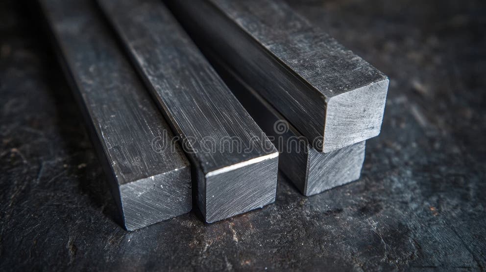 Steel Rectangular Bars Forming a Geometric Composition on Dark ...