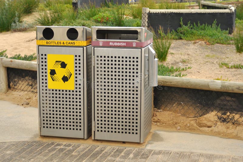 Steel recycling bins stock photo. Image of garbage, environmental ...