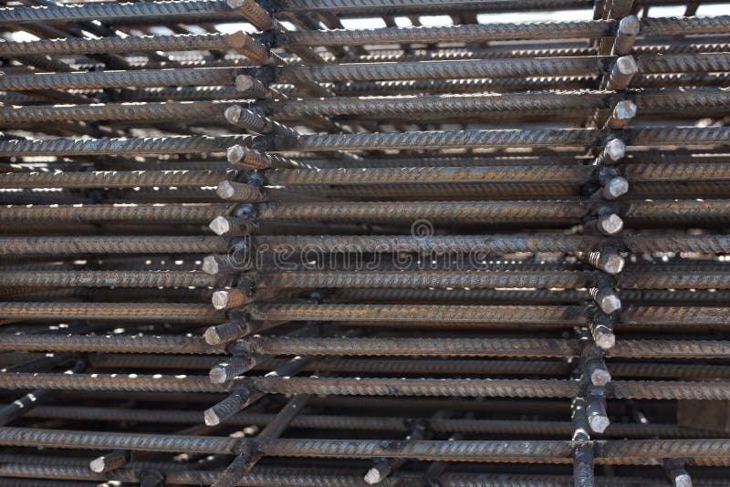 Steel Reinforcement Bar for Industrial Building. Reinforcing Iron Stock ...