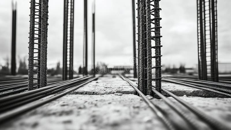 Steel Reinforcement Bars Embedded in Concrete, Forming the Foundation ...