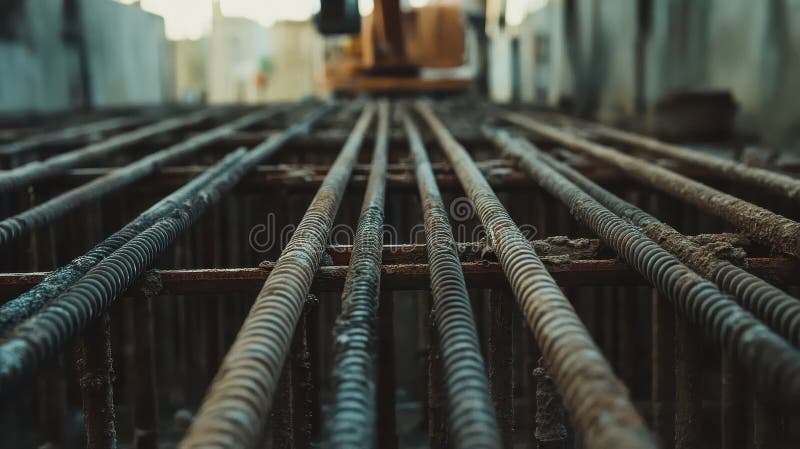 Steel Reinforcement Bars in Heavy Duty Construction Framework Stock ...