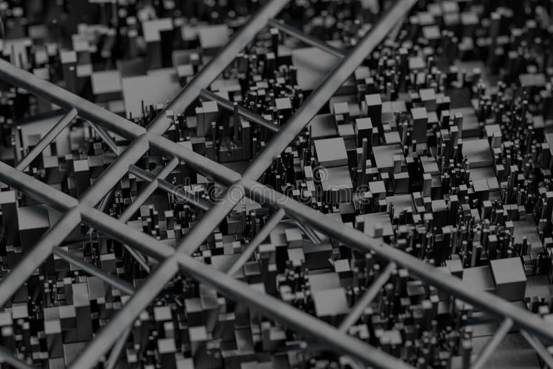 Steel Reinforcement with Dark Background, 3d Rendering Stock ...