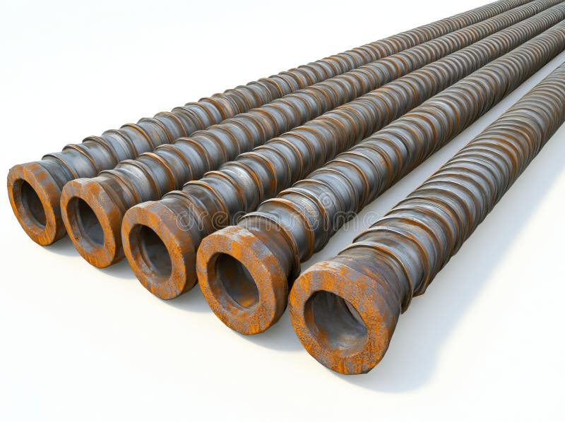 Steel Reinforcement Rods Displayed on a Clear Background. 3D ...