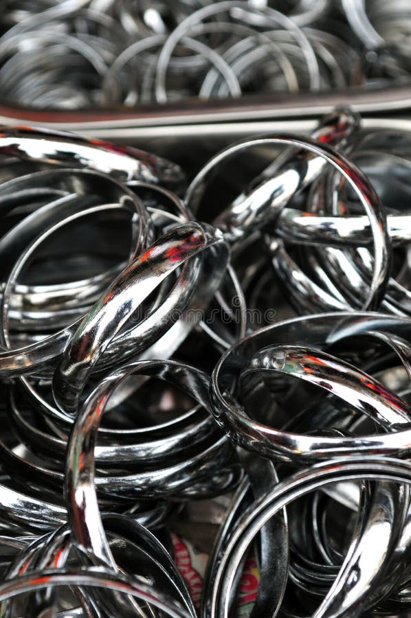 Steel rings with crystals stock photo. Image of silver - 13294416