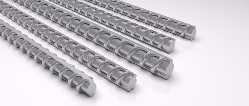 Steel Rod Armature on White Background. 3D Illustration Stock ...