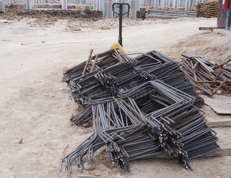 Steel Rod on Construction Site Stock Photo - Image of group, gray ...