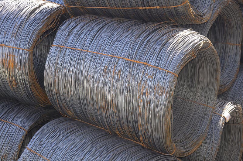 Metal Rod Rolls Stacked Backdrop with Sunlight Stock Photo - Image of ...