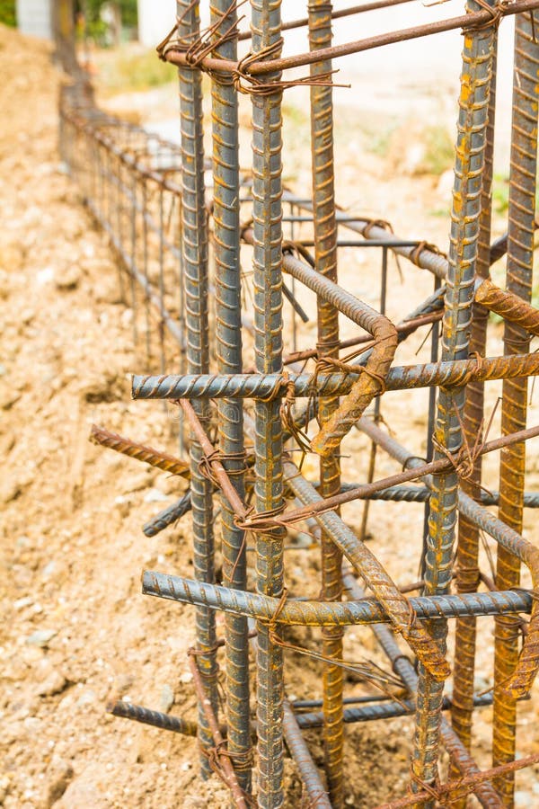 Steel Rod Under Construction Stock Photo - Image of industrial ...