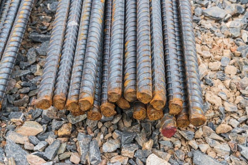 Steel Rods or Bars Used To Reinforce Concrete in Construction Stock ...